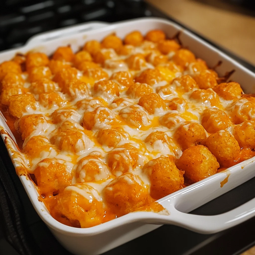 Buffalo Ranch Chicken Tater Tot Bake 4 Servings Easy Delicious