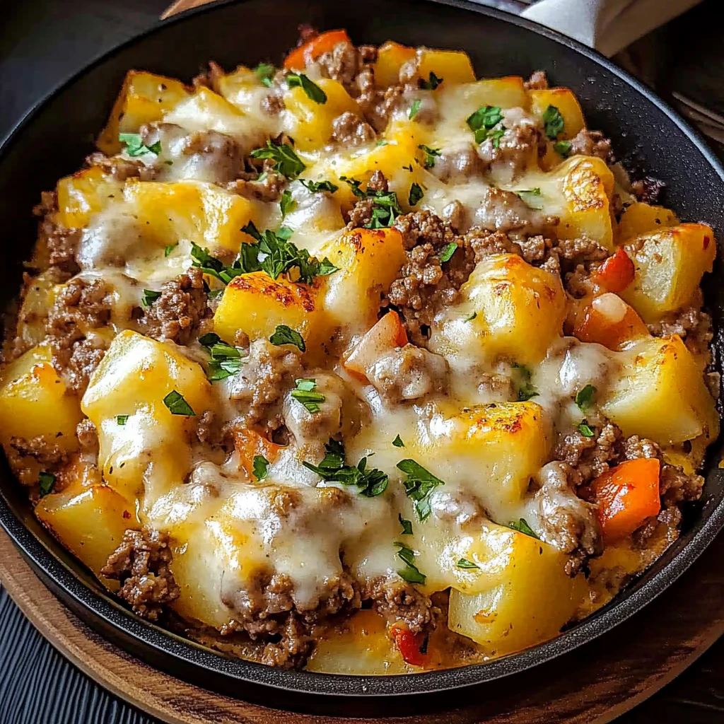 One-Pan Cheesy Meat and Potato Skillet 30 Minutes Easy Delicious